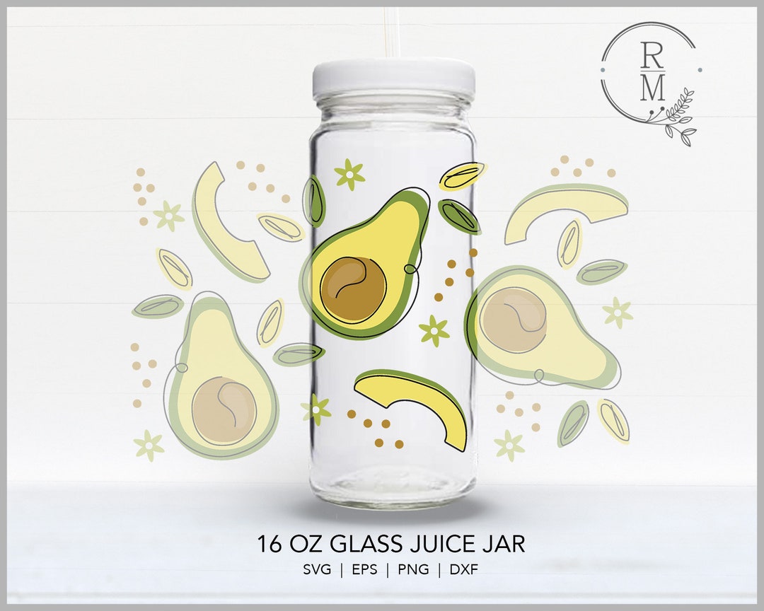 Juice Glass SVG | AVOCADO GUACAMOLE | Seamless Wrap - 16 Oz Skinny ...