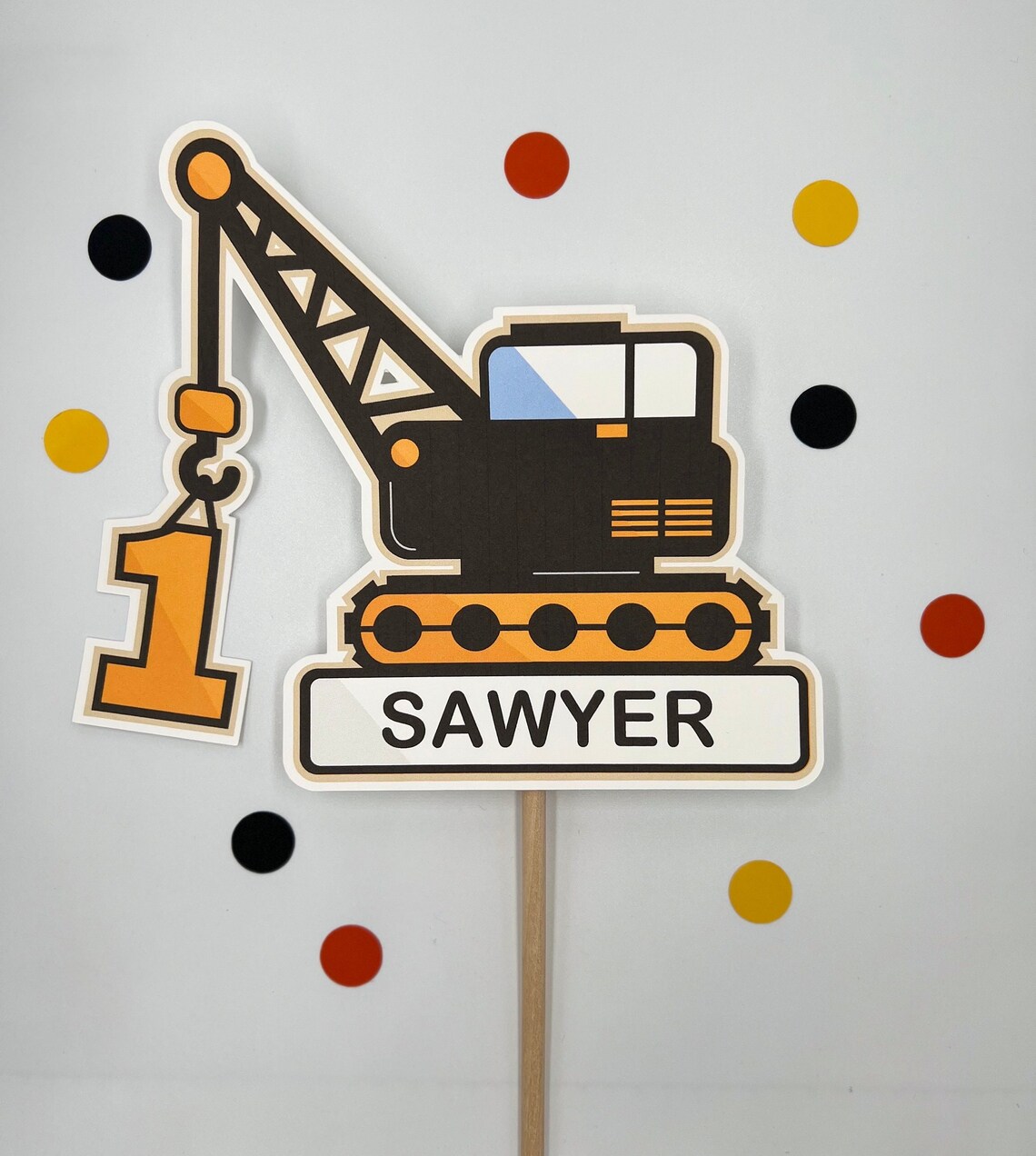 Construction Cake Topper PNG Printable Crane Cake Topper | Etsy
