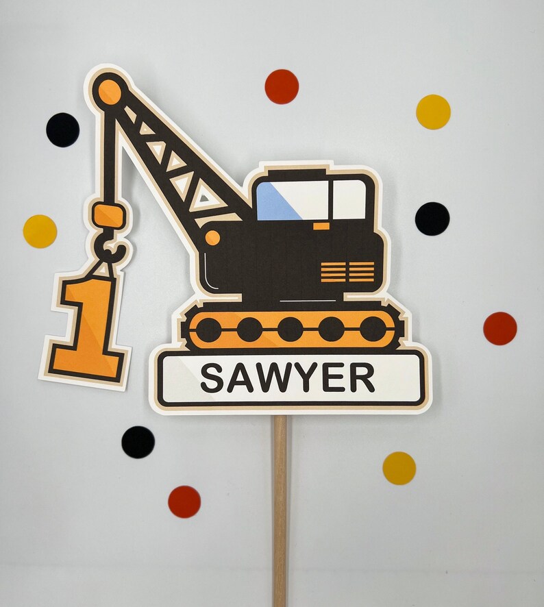 Construction Cake Topper PNG Printable Crane Cake Topper | Etsy