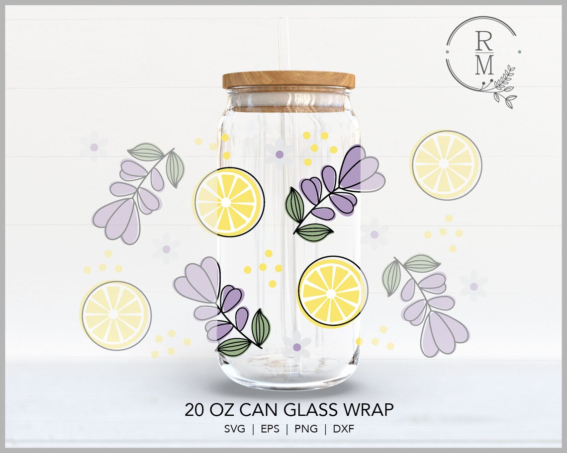 Libbey Glass SVG | LEMON and LAVENDER | Seamless Wrap - 20 Oz Libbey ...