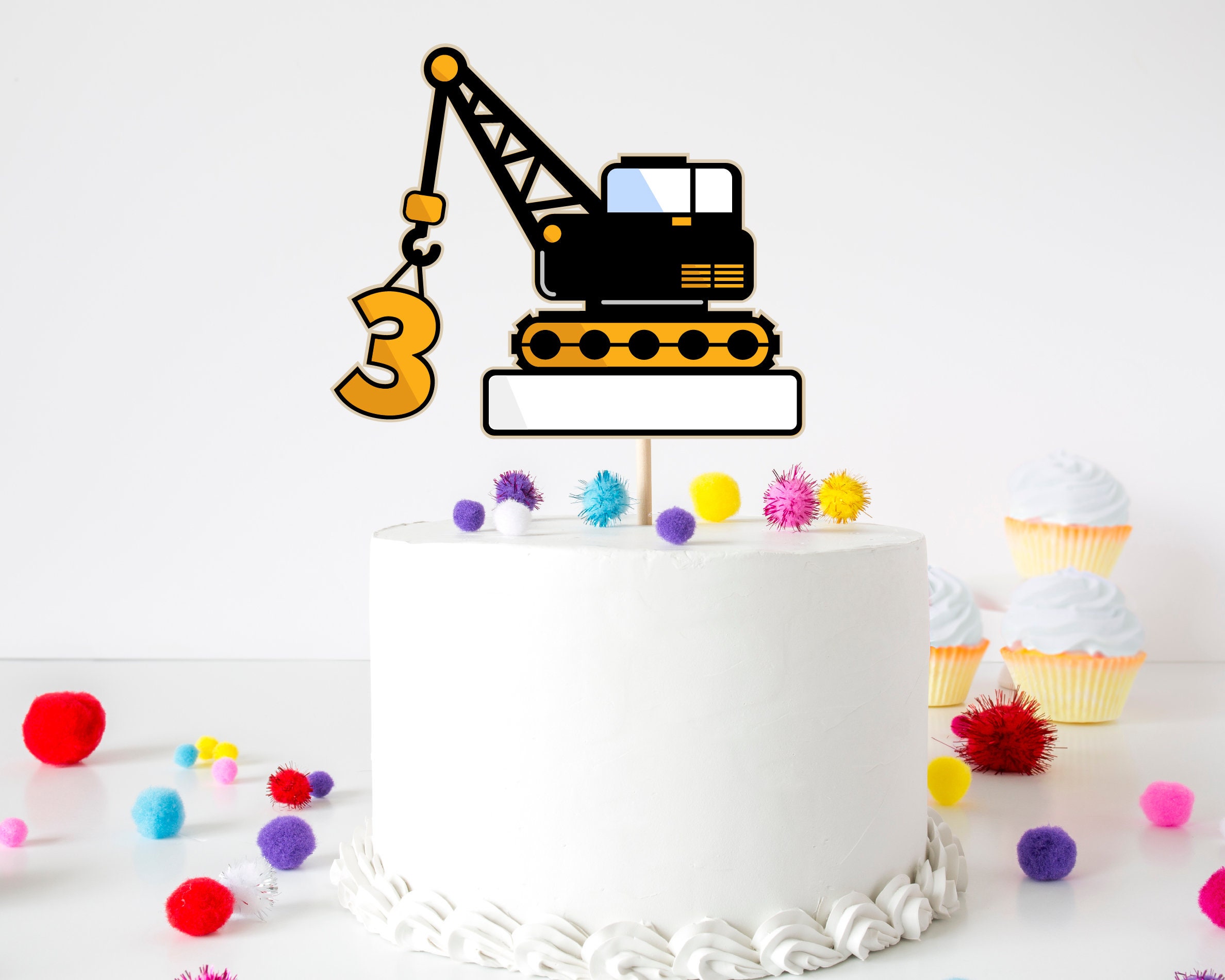 Construction Cake Topper PNG - Printable Crane Cake Topper - Digital ...