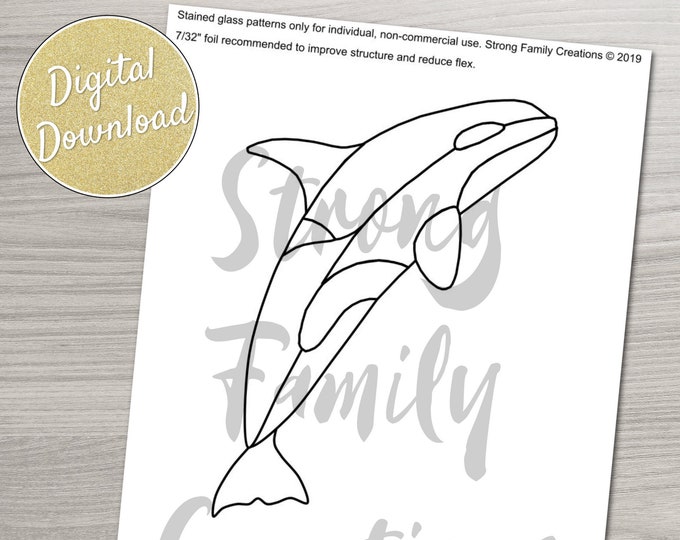 Orca Stained Glass Suncatcher, Stained Glass Pattern for Decor, Diy ...