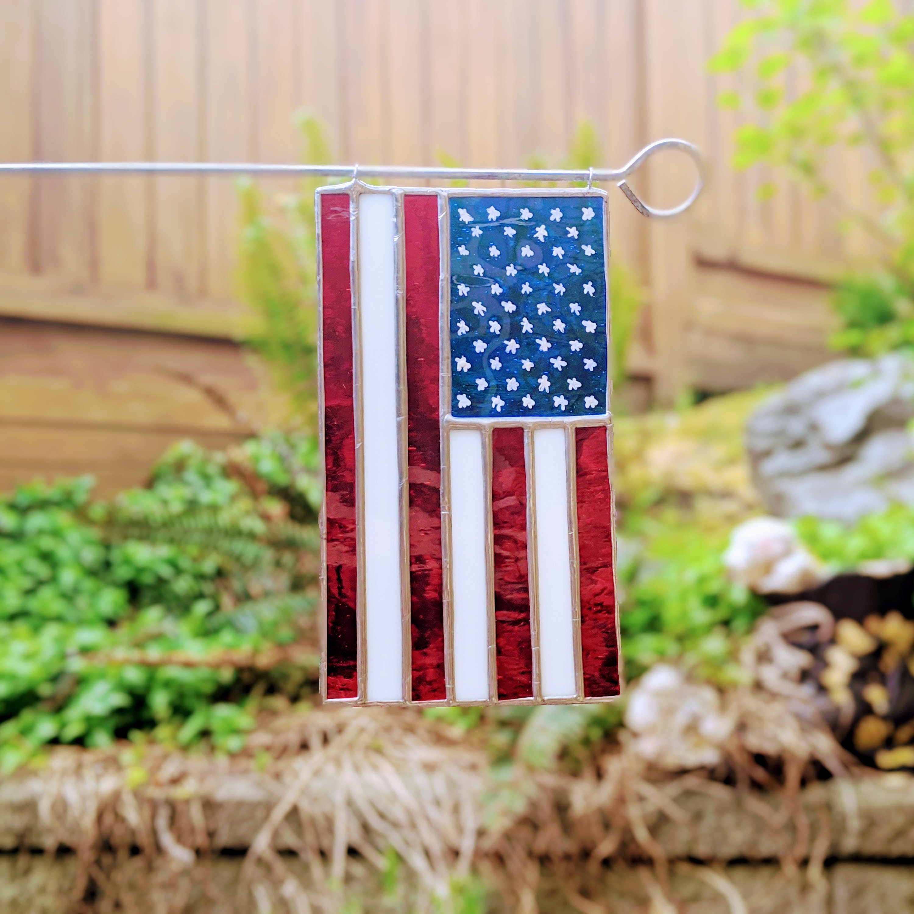 Stained glass american flag stained glass flag veterans | Etsy