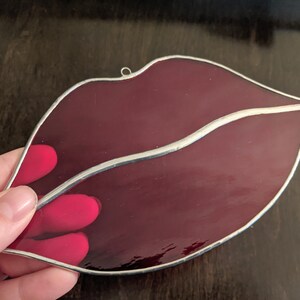 Stained Glass Lips, Kissing Lips, Love Decor, Glass Ornament, Lip ...