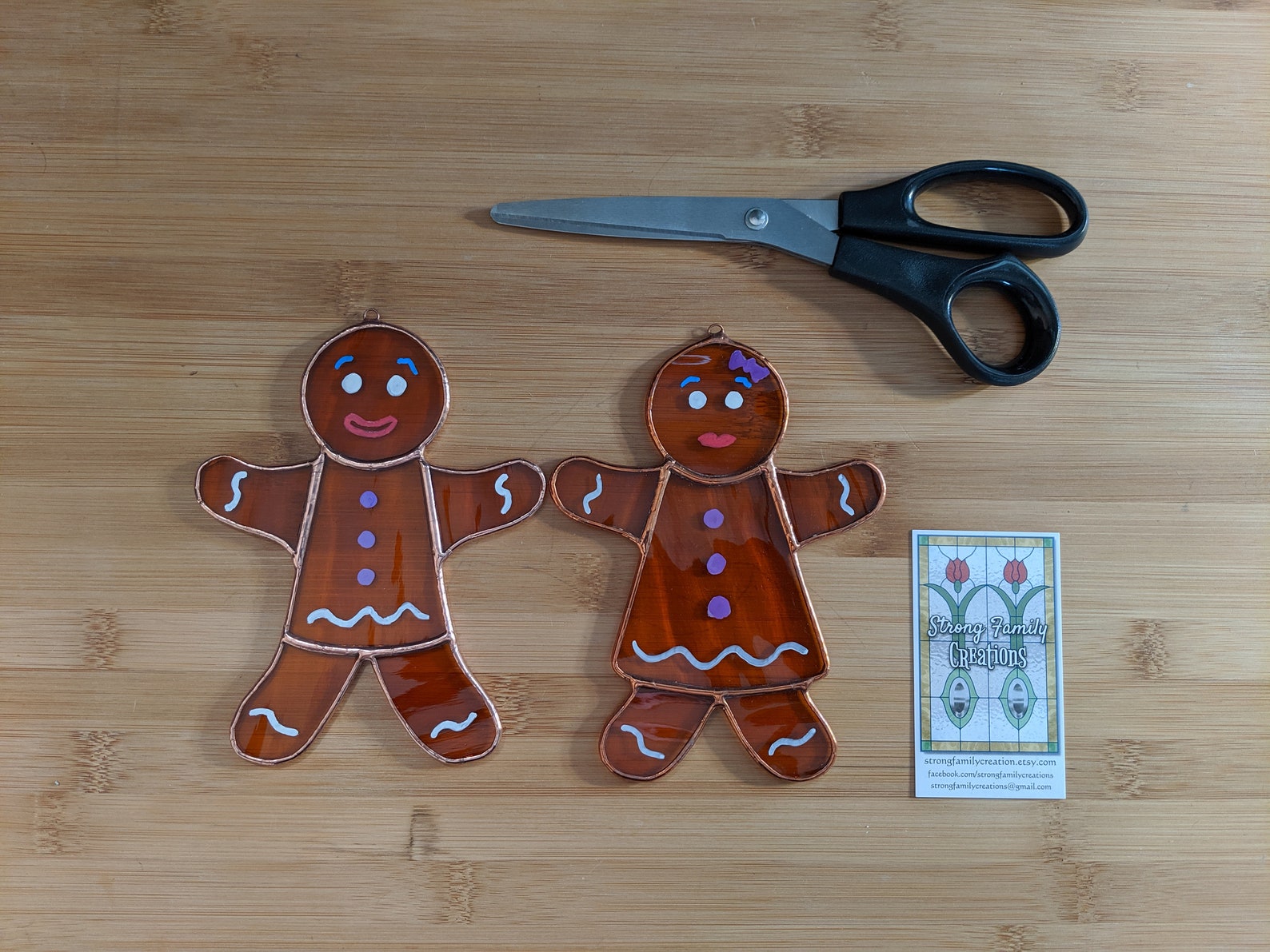 Gingerbread Man Gingerbread Woman Set of Two Stained Glass | Etsy