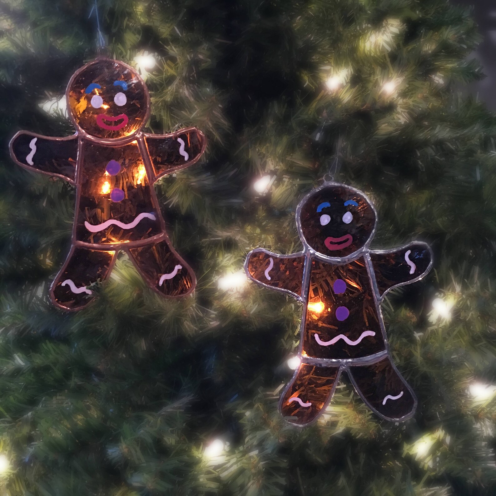 Gingerbread Man Stained Glass Christmas Ornament Christmas - Etsy