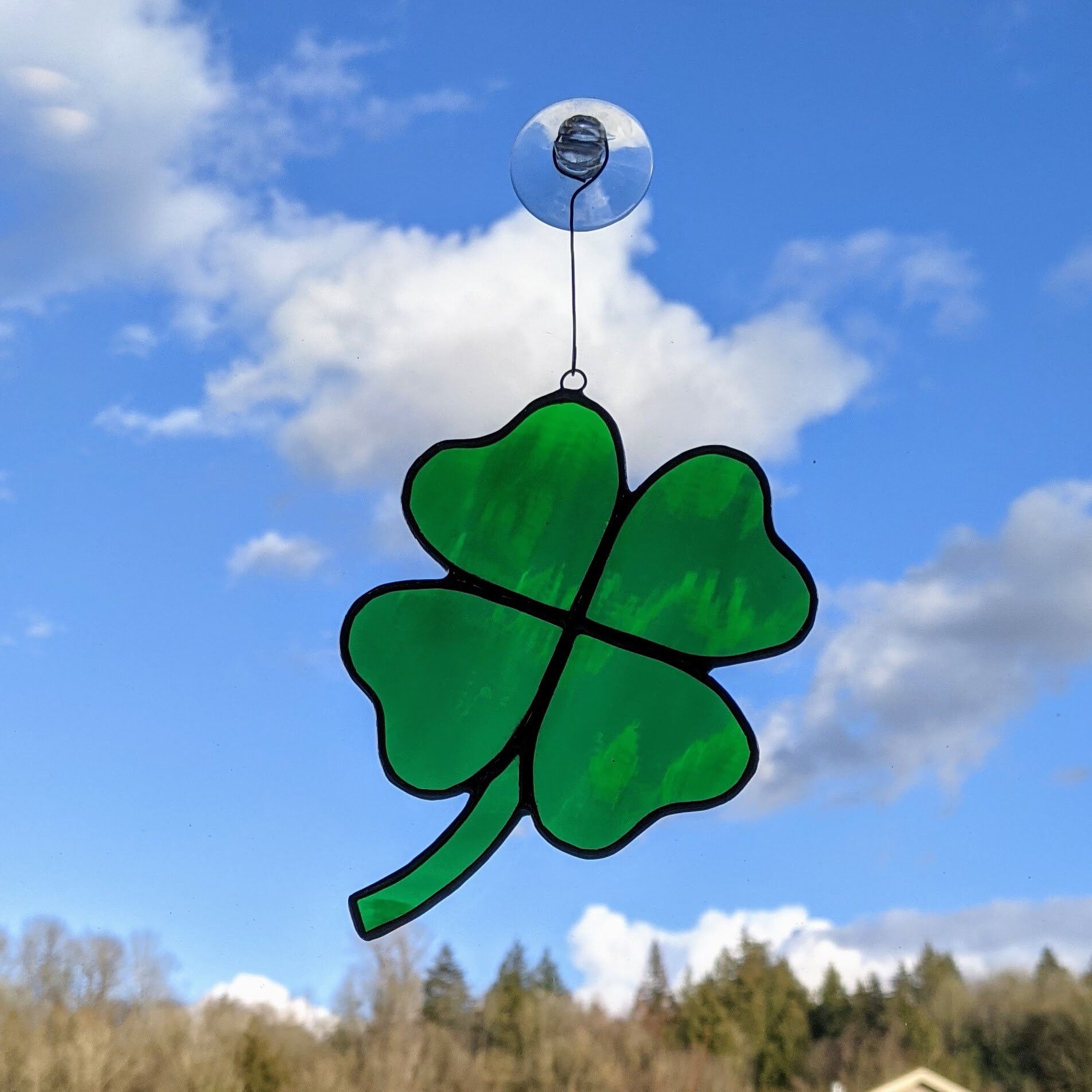 Stained Glass Shamrock Stained Glass Four Leaf Clover St. - Etsy
