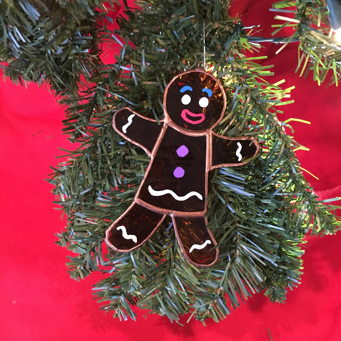 Gingerbread Man Stained Glass Christmas Ornament Christmas | Etsy