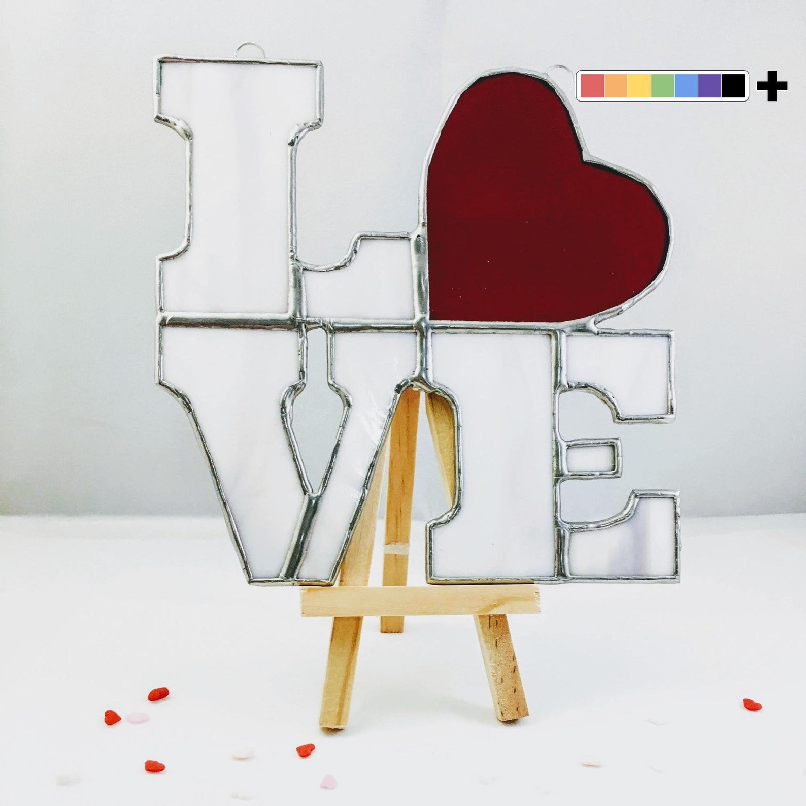 Love Stain Glass Heart Stained Glass Love Decor Glass | Etsy