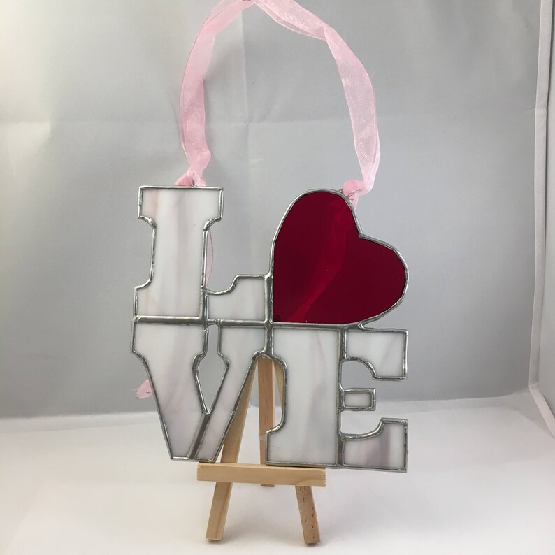 Love Stain Glass Heart Stained Glass Love Decor Glass | Etsy