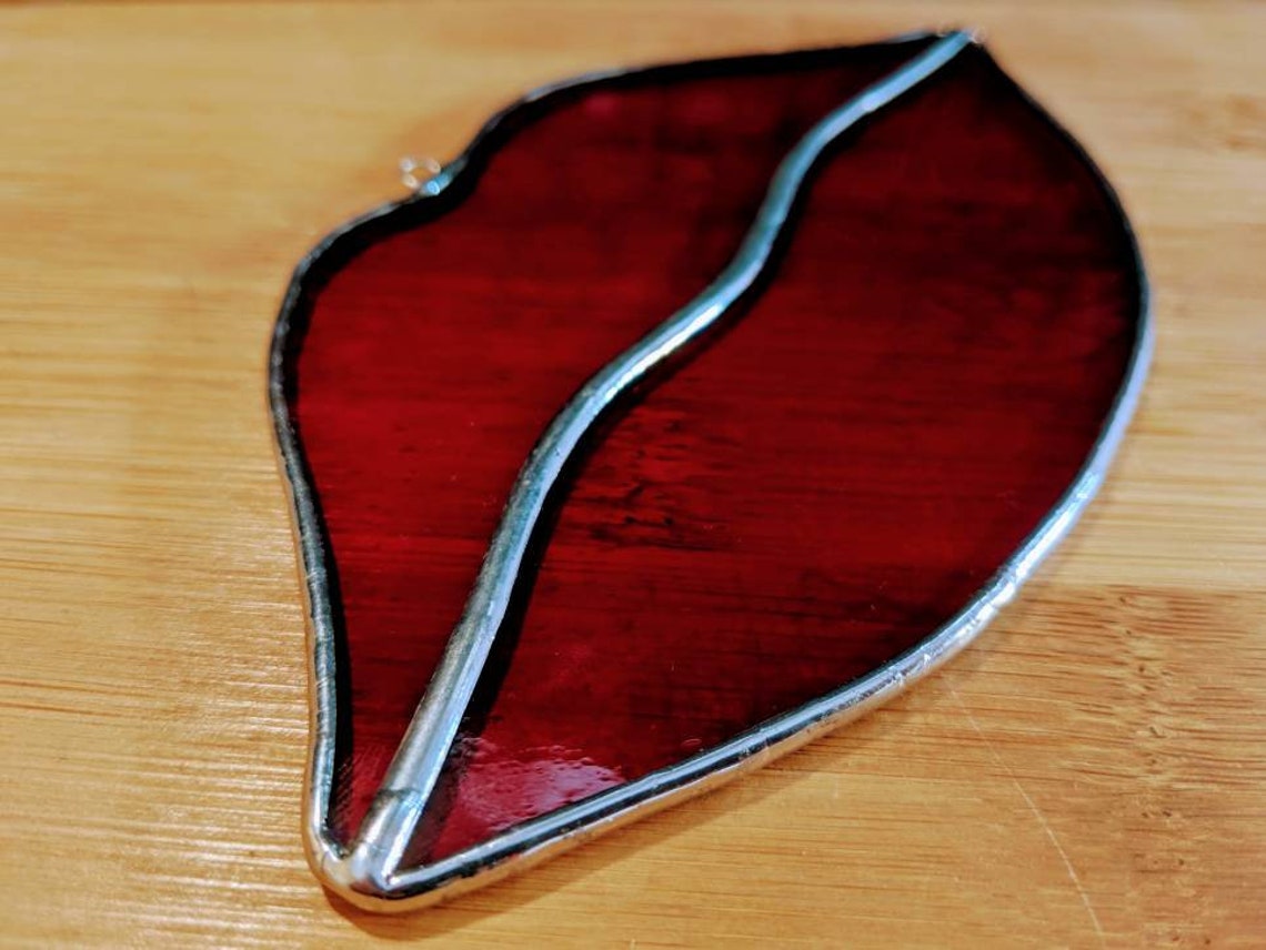 Stained Glass Lips Kissing Lips Love Decor Glass Ornament | Etsy