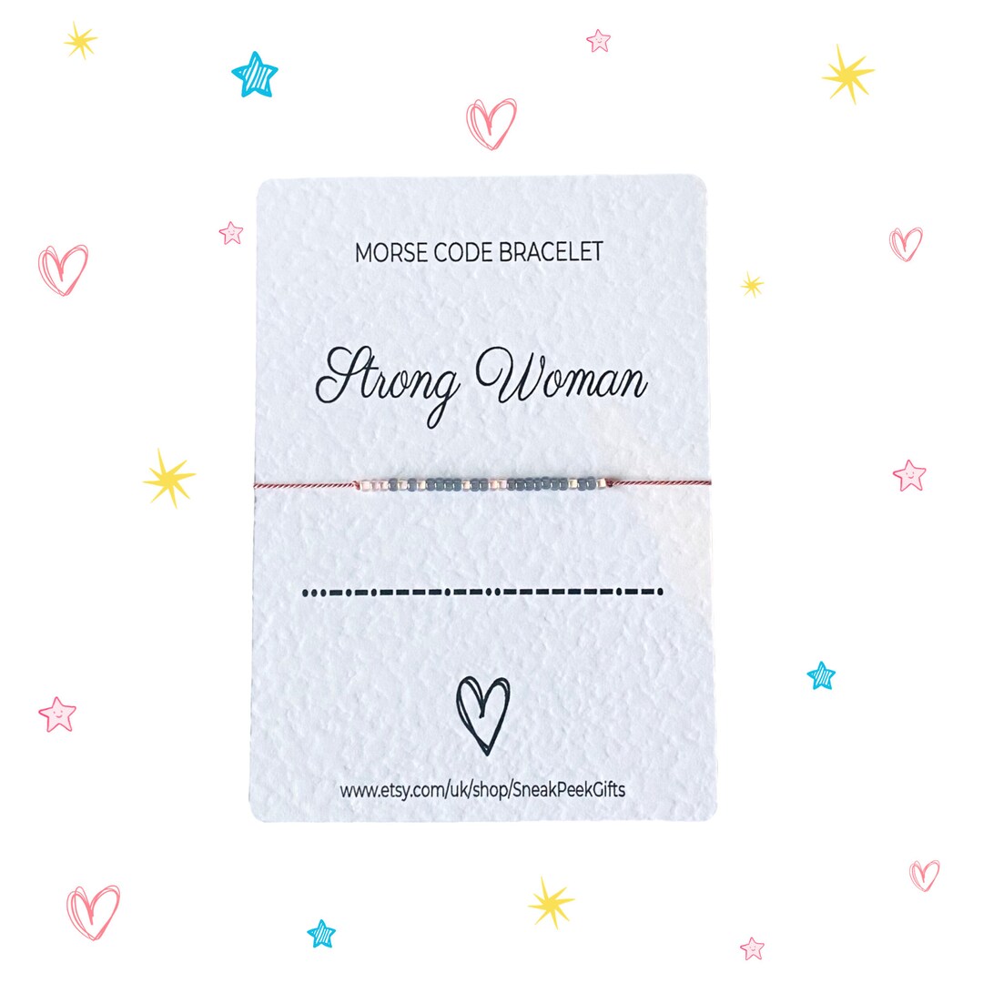 Strong Woman Beaded Morse Code Bracelet. Jewellery Gift for - Etsy