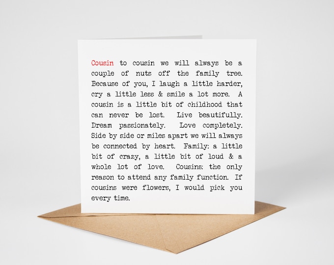 Cousins Long Distance Birthday Card. Close Friendship Best Cousin ...