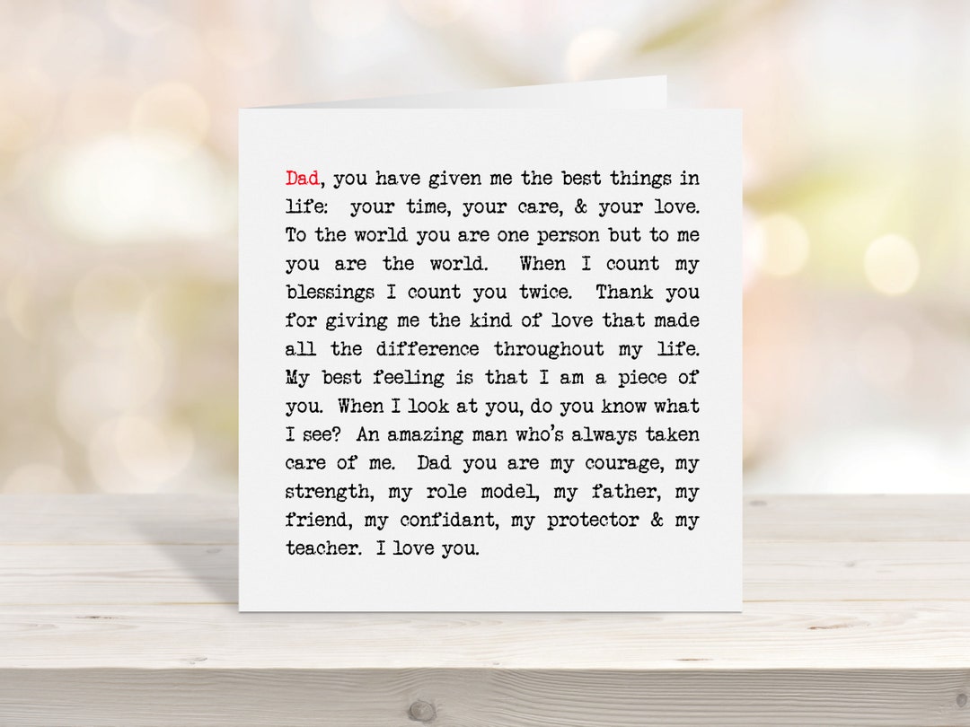 Handmade Dad Greeting Card With Thoughtful Words. Blank Birthday or ...