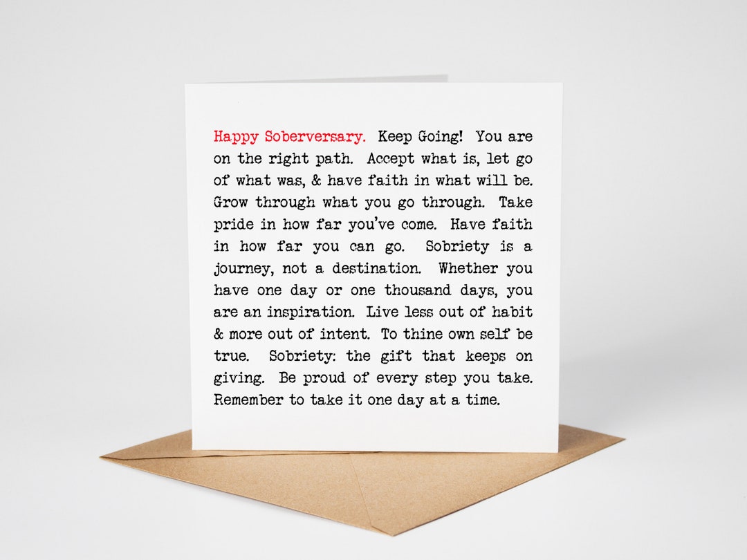 Happy Soberversary Greeting Card With Positive Words. Alcoholics ...
