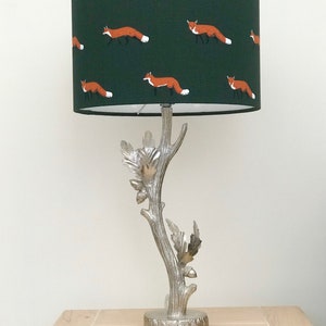 Fox Lamp Shade Burnt Orange Foxes on Dark Green - Etsy