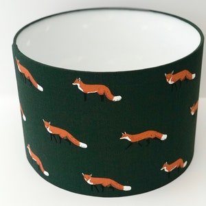 Fox Lamp Shade Burnt Orange Foxes on Dark Green - Etsy