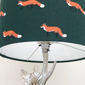 Fox Lamp Shade Burnt Orange Foxes on Dark Green - Etsy