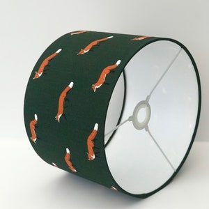 Fox Lamp Shade Burnt Orange Foxes on Dark Green - Etsy