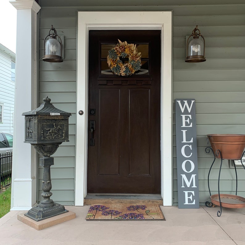 Gray Welcome Porch Sign - Etsy
