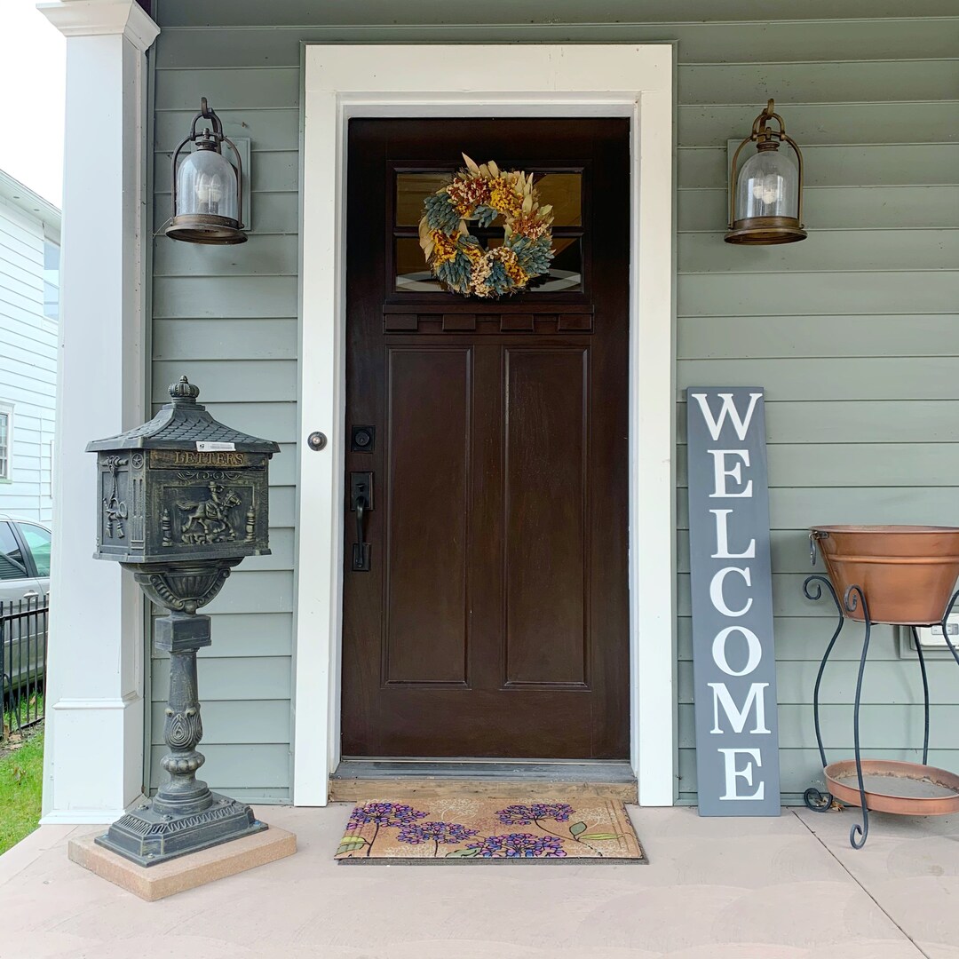 Gray Welcome Porch Sign - Etsy