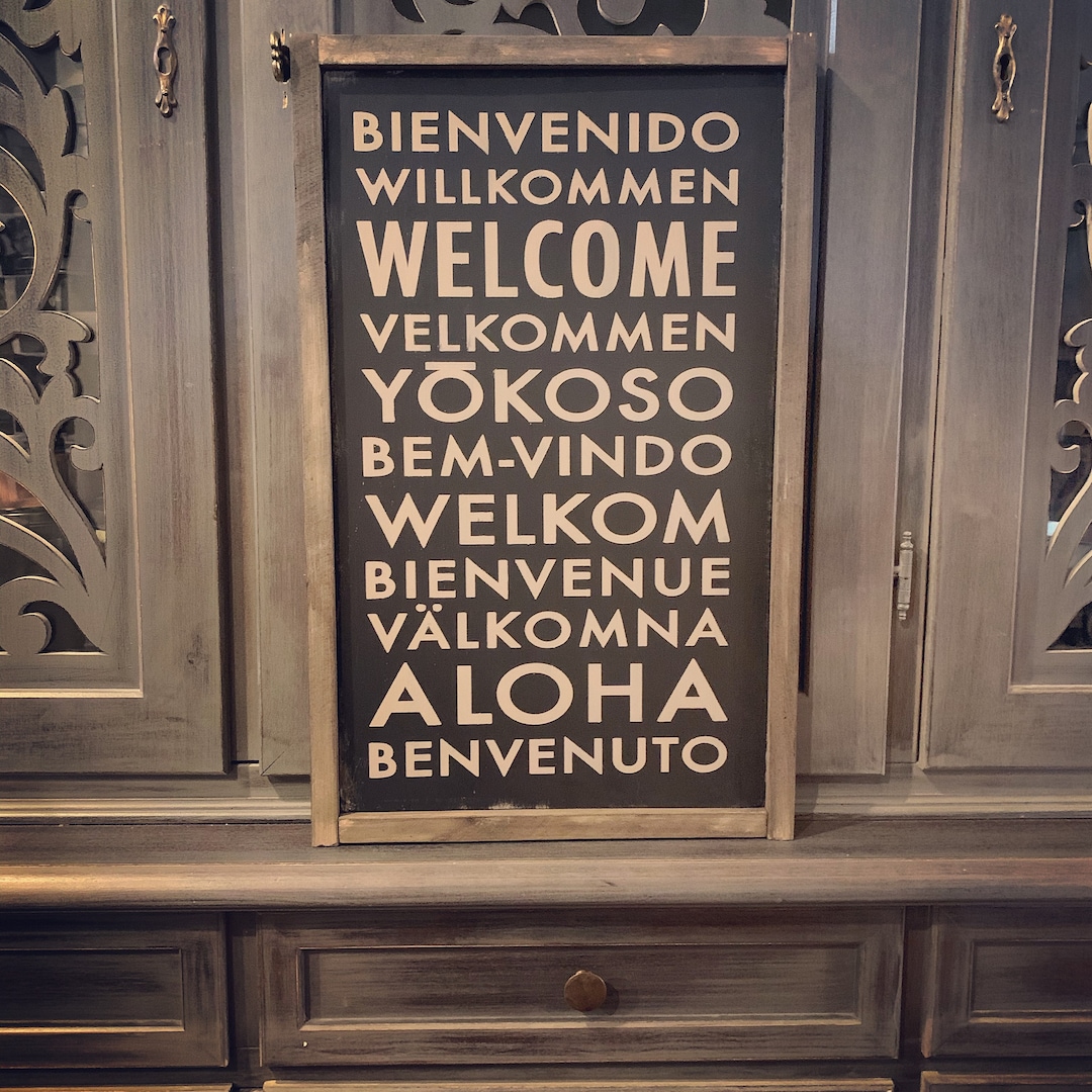 Welcome Sign - Framed Welcome Sign - Distressed Wood Sign - Etsy