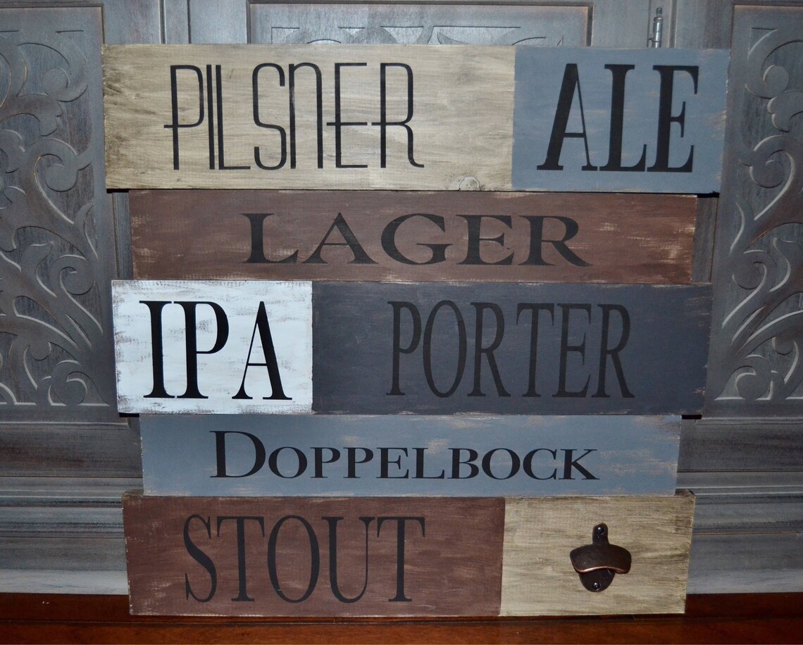 Large Beer Wood Sign With Bottle Opener - Etsy