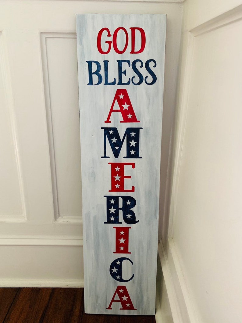 God Bless America Wood Porch Sign - Etsy