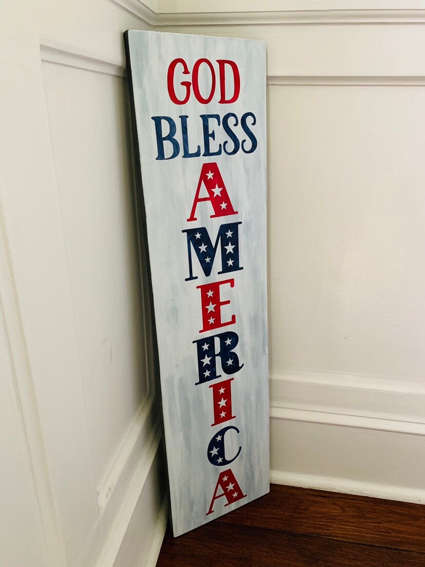 God Bless America Wood Porch Sign | Etsy