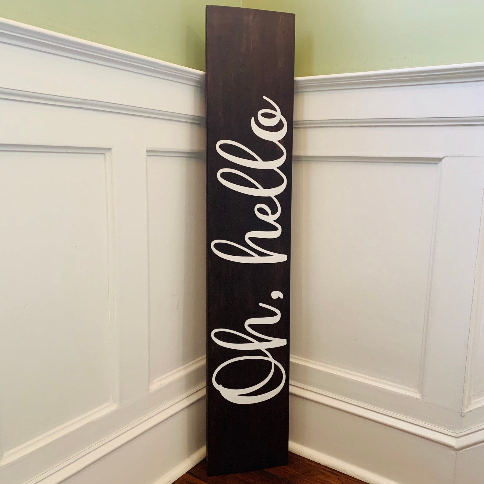 Porch Signs Oh Hello Porch Sign Brown Walnut Porch Sign | Etsy