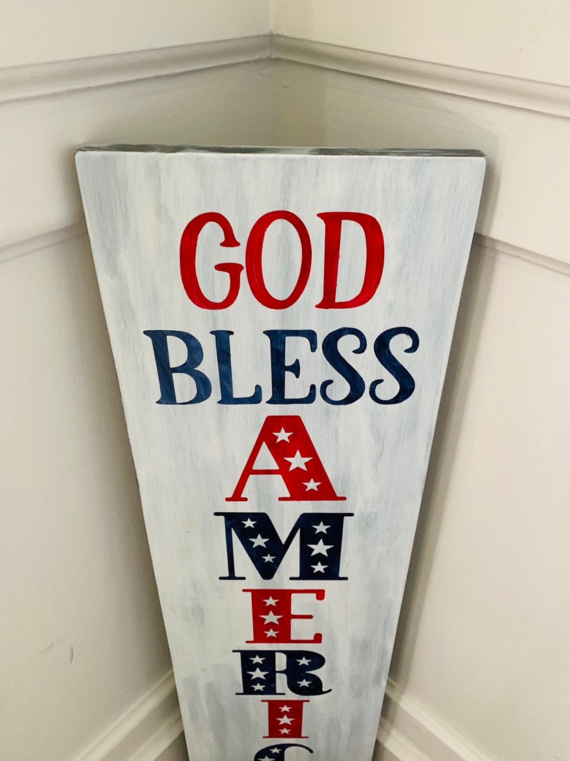 God Bless America Wood Porch Sign | Etsy