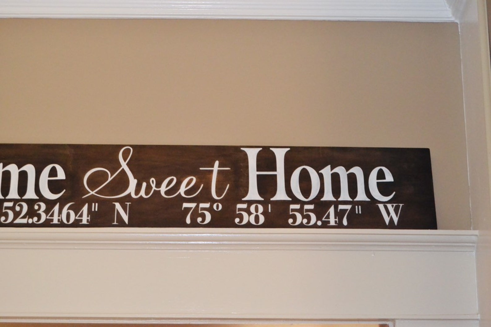 Dark Walnut GPS Cooridinates Home Sweet Home Large Wood Sign - Etsy