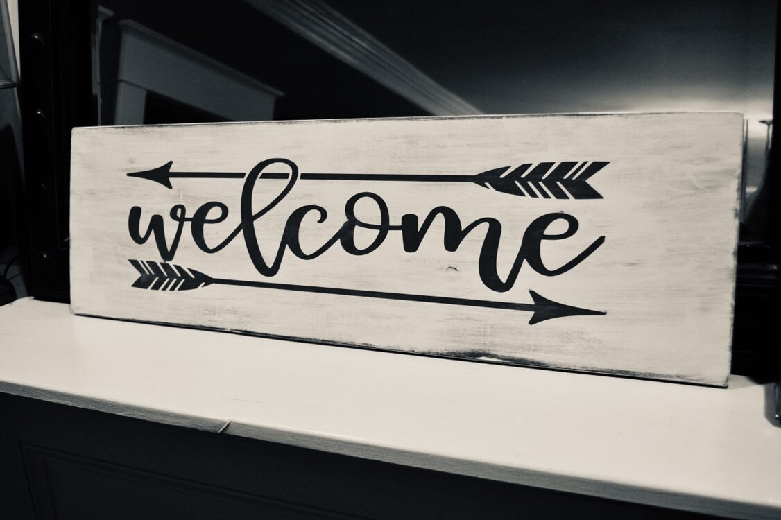 White Welcome Sign - Etsy