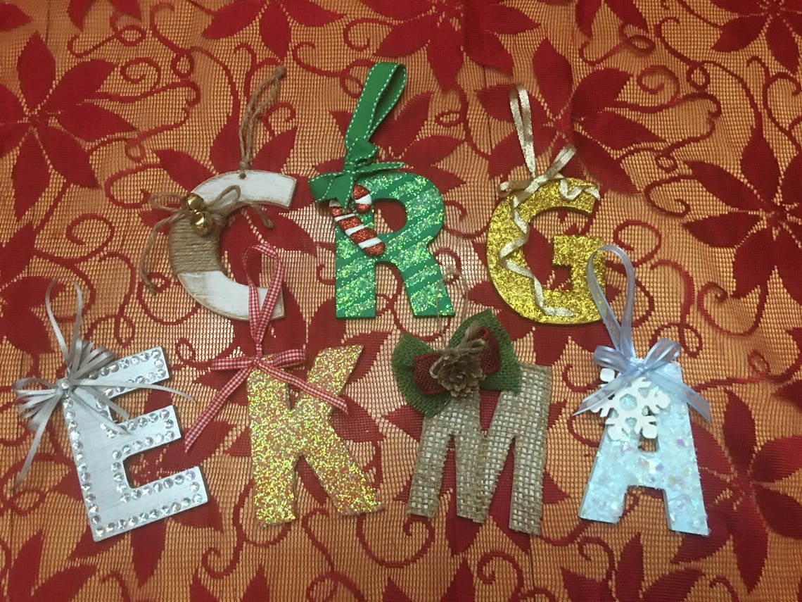 Handmade Candy Cane Themed Initial Ornament - Etsy