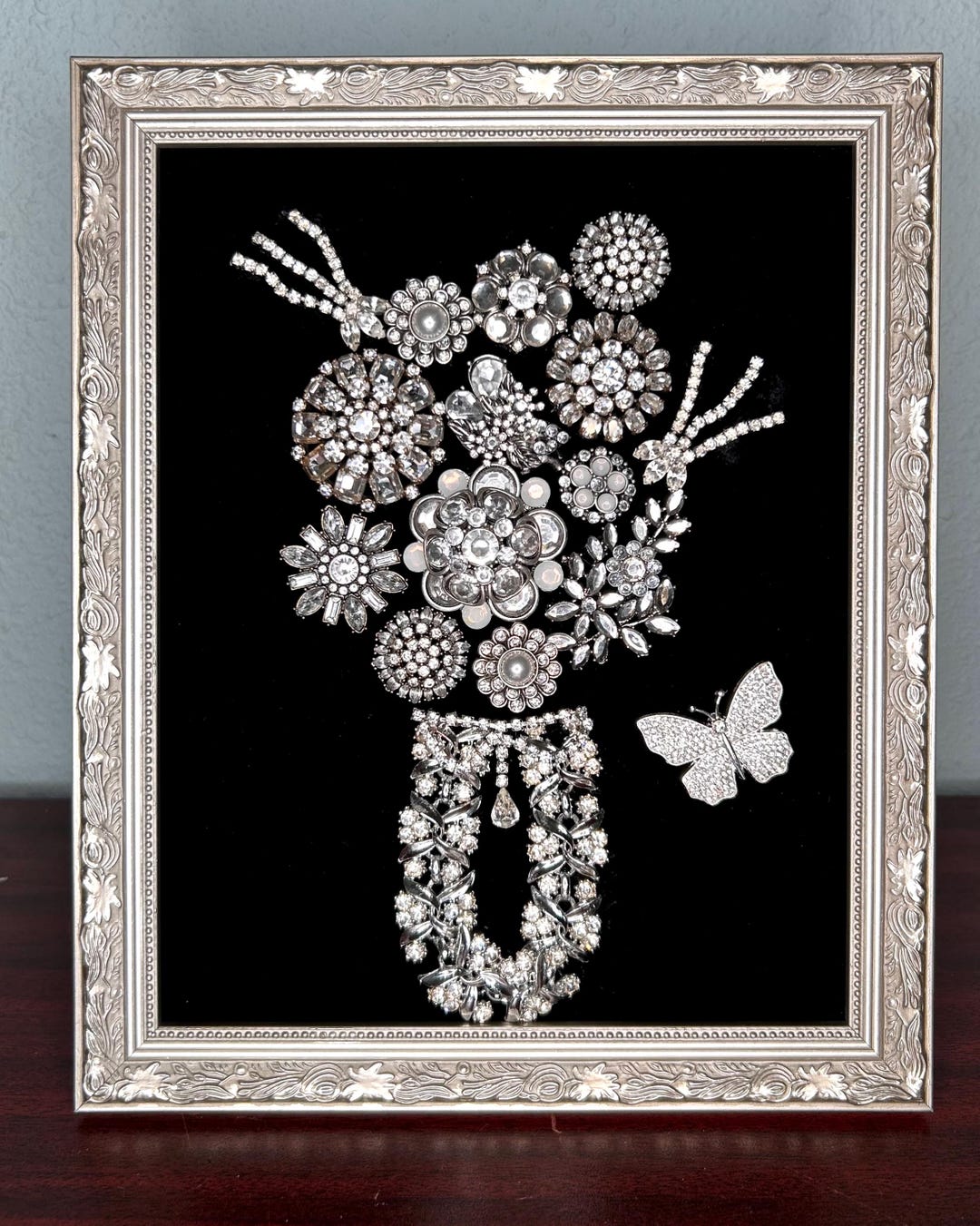 Framed Jewelry Art Flower Bouquet: Vintage Modern Jewelry Assemblage - Etsy