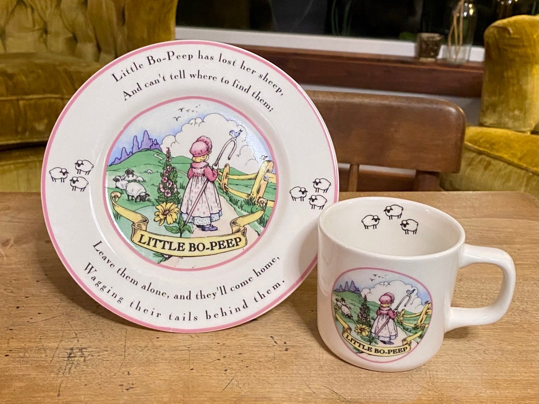 Mud Pie Little Bo Peep Children’s Plate Cup Set, Vintage Children’s Mud ...