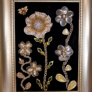 Jewelry Art Flower Bouquet, Vintage Modern Jewelry Art Assemblage ...