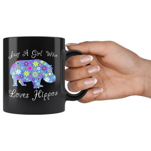 Hippo Mug - Cute Floral Hippopotamus Animal Lover Coffee Cup Gifts for ...
