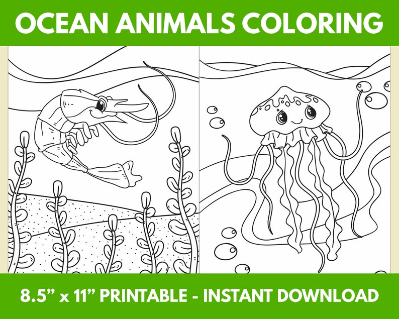 Ocean Animals Coloring Printable Pages for Kids and Toddlers Fun ...
