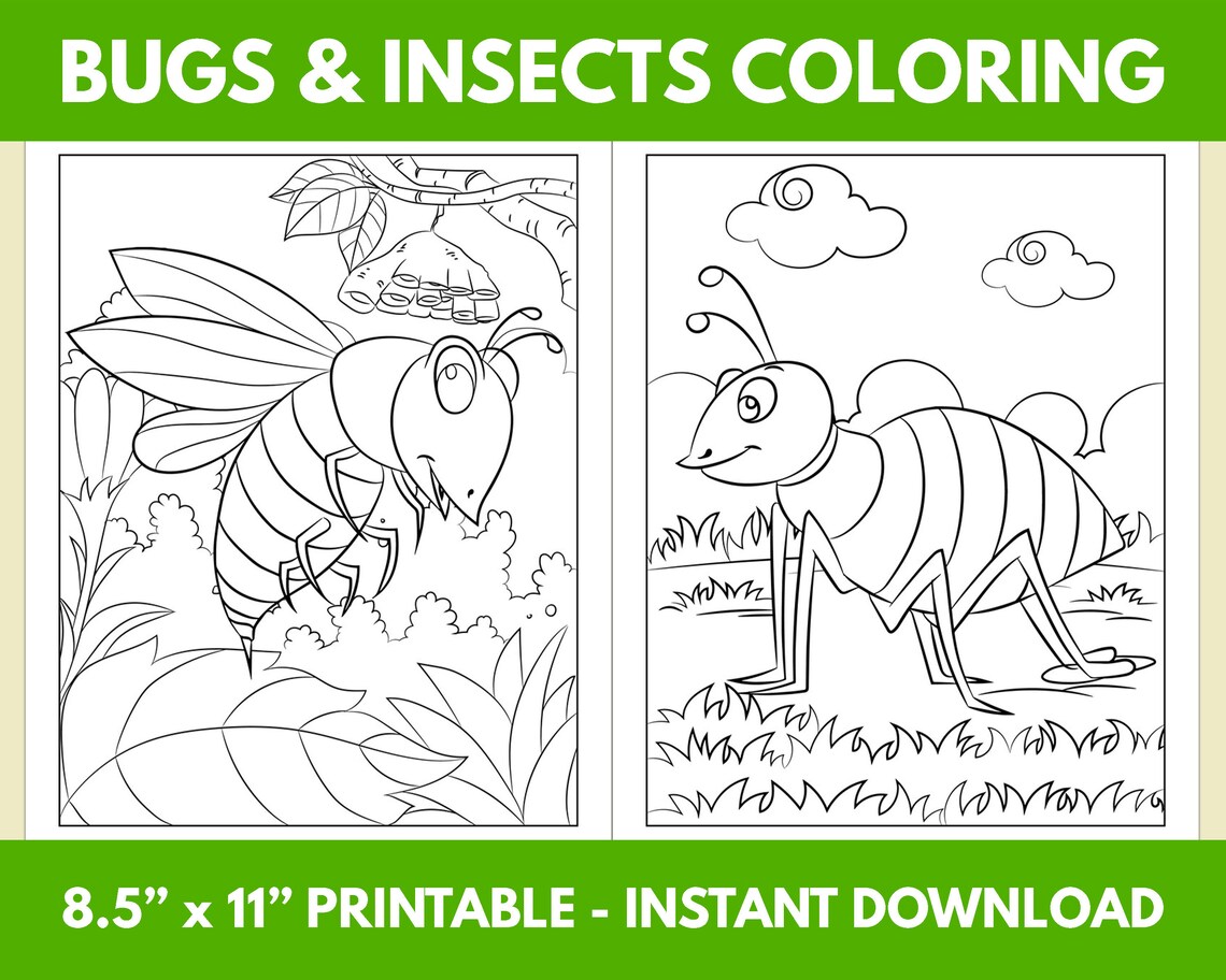Bugs and Insects Coloring Pages for Kids and Toddlers Fun | Etsy