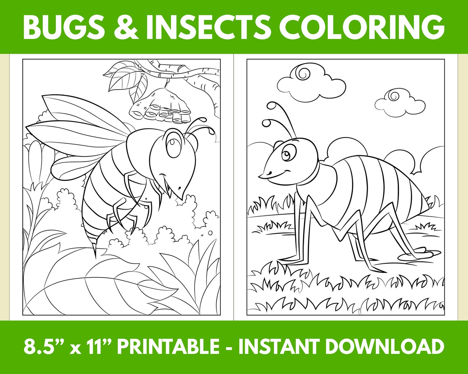 Bugs and Insects Coloring Pages for Kids and Toddlers Fun Creative ...