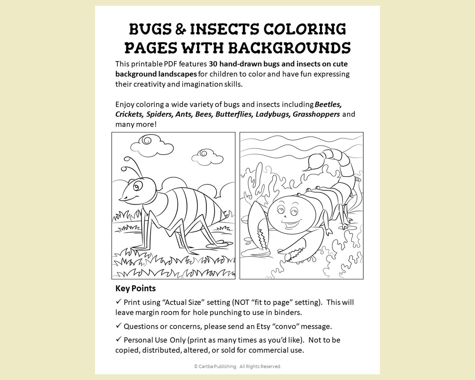 Bugs and Insects Coloring Pages for Kids and Toddlers Fun Creative ...