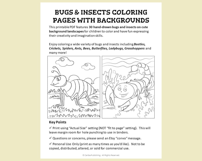 Bugs and Insects Coloring Pages for Kids and Toddlers Fun Creative ...