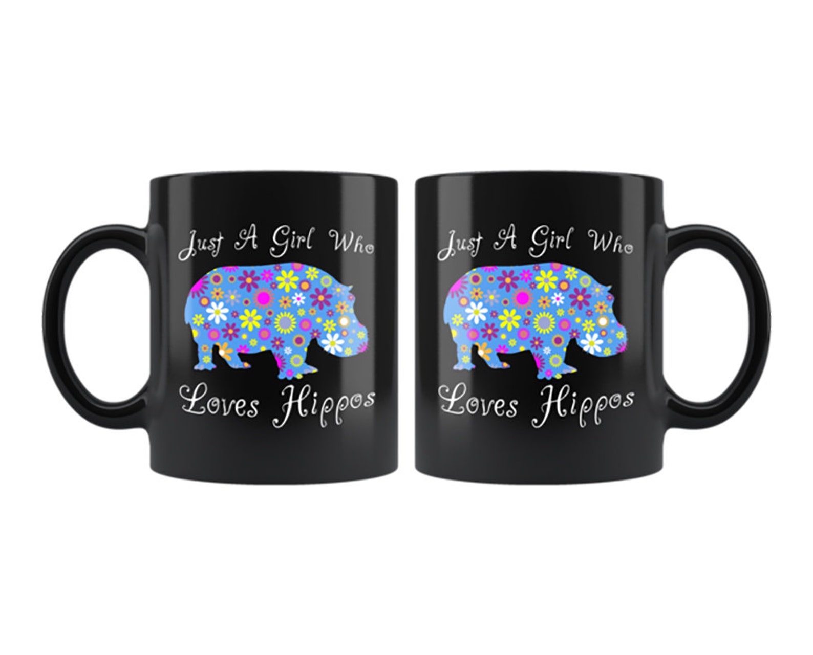 Hippo Mug - Cute Floral Hippopotamus Animal Lover Coffee Cup Gifts for ...