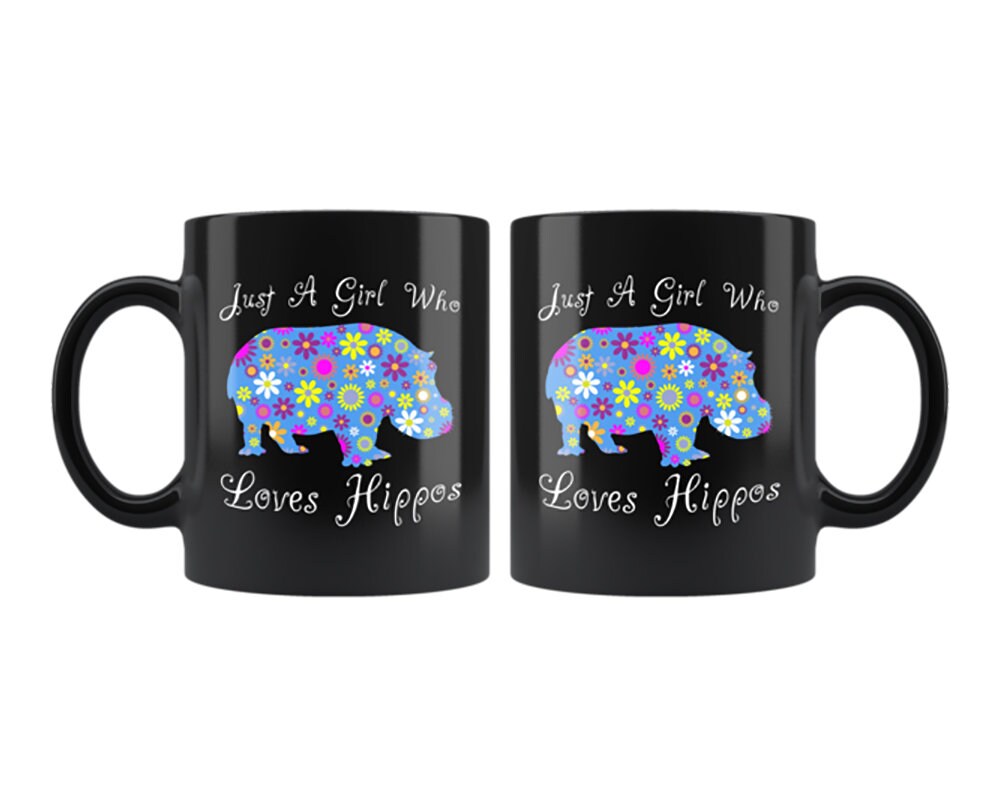 Hippo Mug - Cute Floral Hippopotamus Animal Lover Coffee Cup Gifts for ...