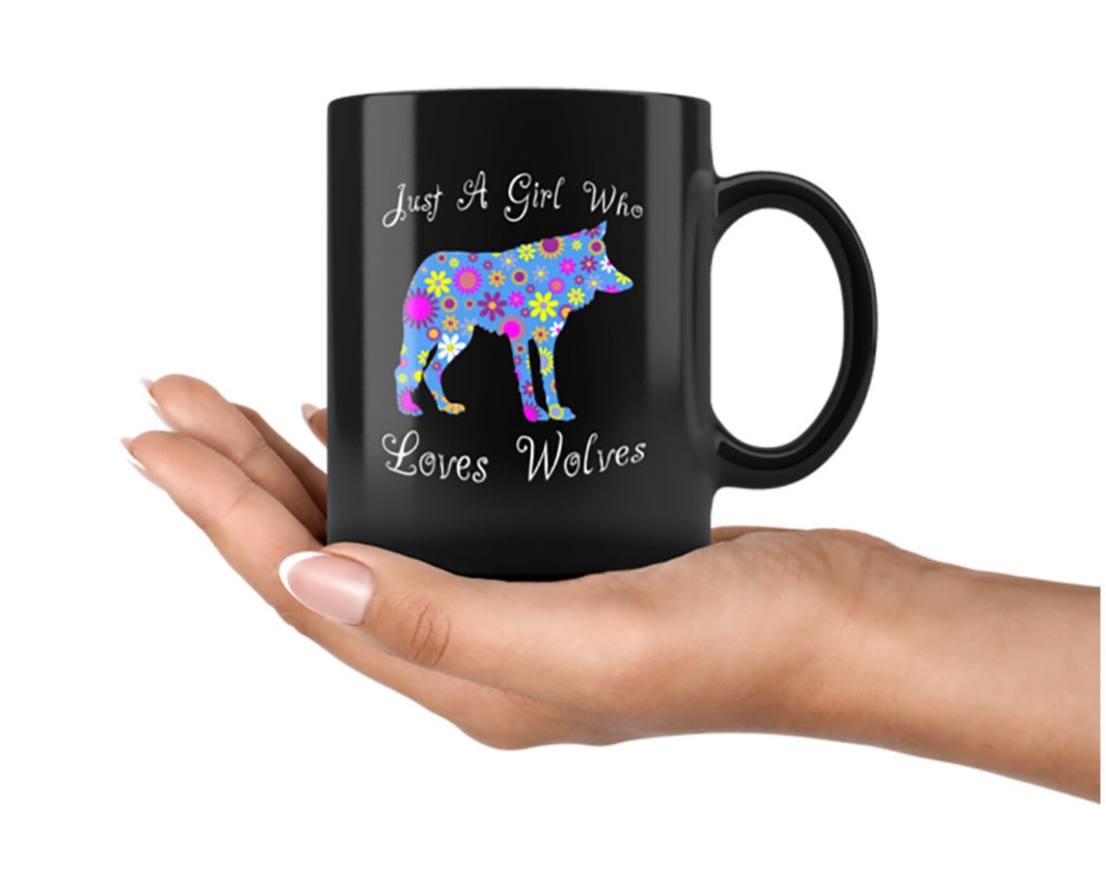 Wolf Coffee Mug - This Cute Floral Wolf Cup Will Definitely Get Smiles ...