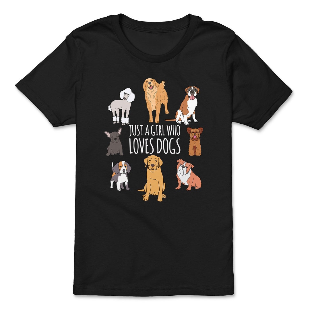 Dog Shirt for Girls Kids | Cute Just A Girl Who Loves Dogs Tshirt ...