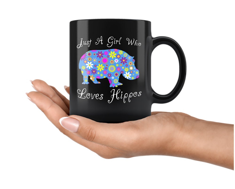 Hippo Mug - Cute Floral Hippopotamus Animal Lover Coffee Cup Gifts for ...