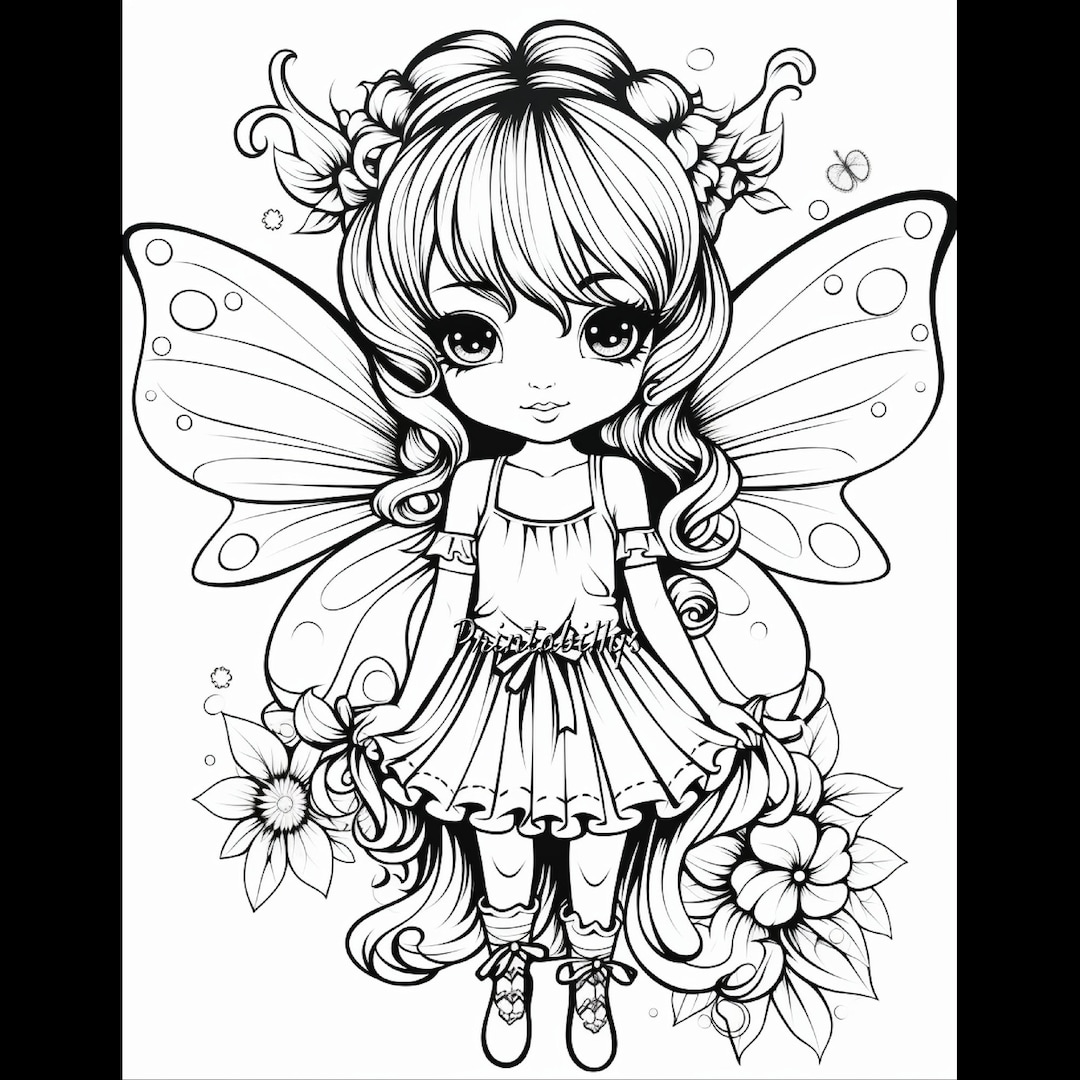 Cute Gothic Fairy Coloring Pages 71-75 - Etsy