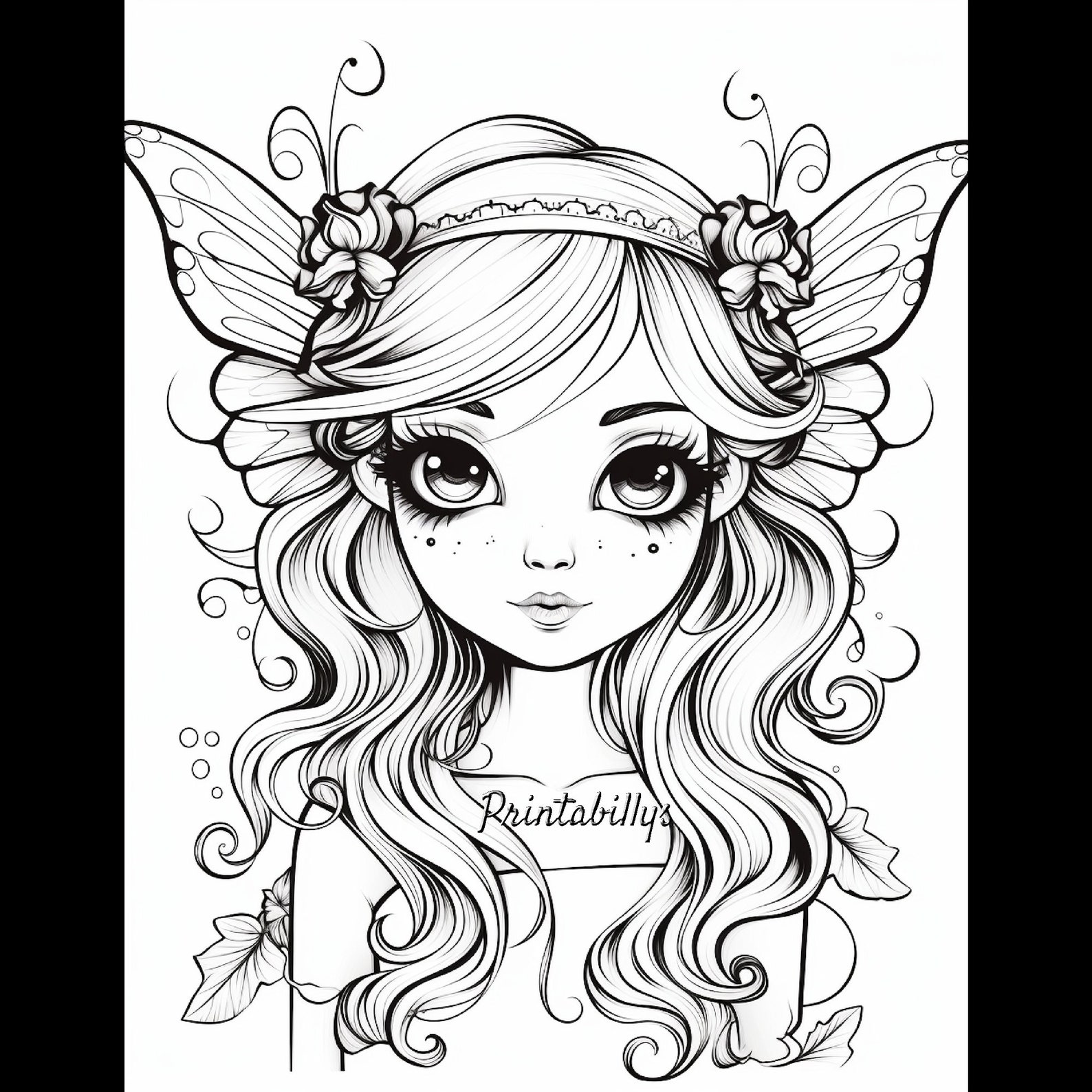 Cute Gothic Fairy Coloring Pages 51-55 - Etsy